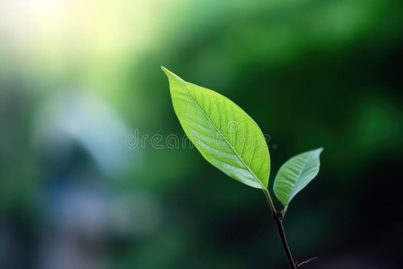 Selective Focus on Green Leaf Isolated on Blur Nature Background Stock ...