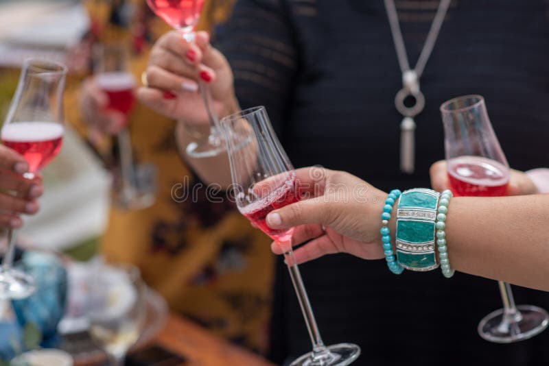 Selective Focus on Group of People Making a Toast Stock Photo - Image ...