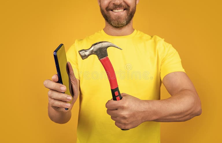 Selective Focus of Hack the Phone Screen on Yellow. Hack the Phone ...