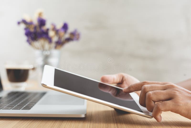 Laptop Tablet and Phone on Desk Top View Stock Image - Image of concept ...