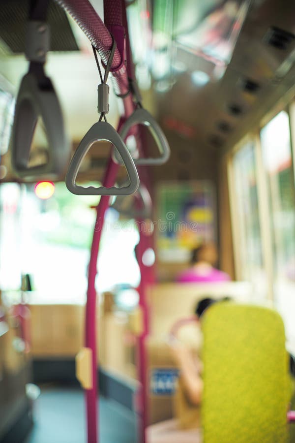 Selective Focus on the Handrail in the Public Bus Stock Image - Image ...