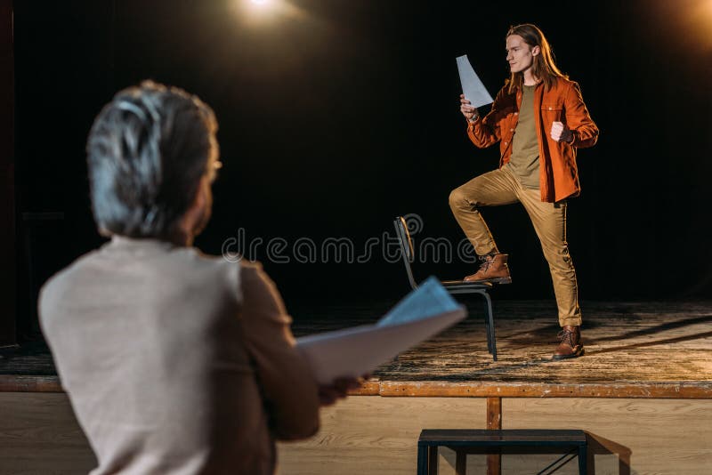 Handsome Young Actor on Casting with Stock Image - Image of papers ...