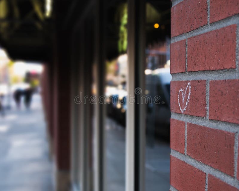 Selective Focus of a Heart Painted on a Brick Wall of a Building Stock ...