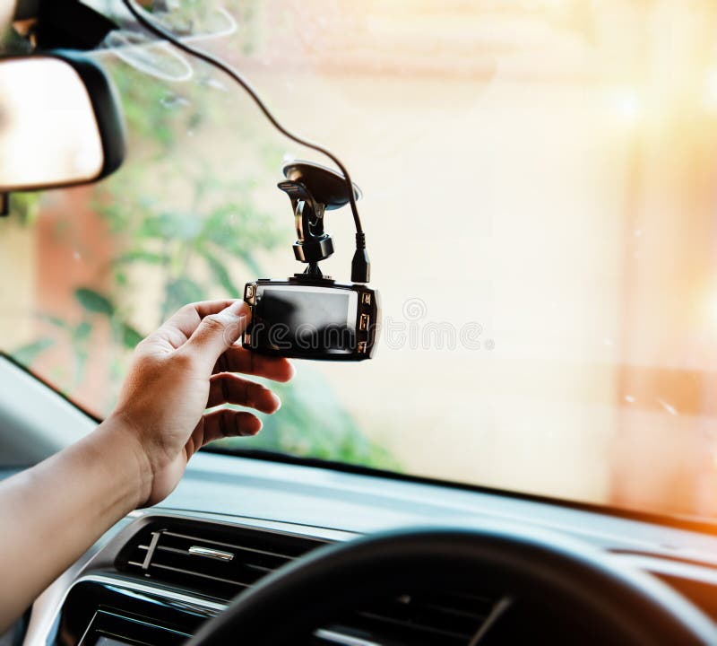 In Selective Focus of the Human Hand is Touching Car Camera,before ...