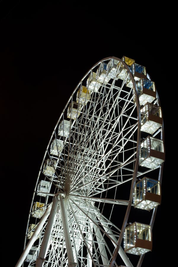 Selective Focus of Illuminated Observation Wheel at Night Stock Image ...