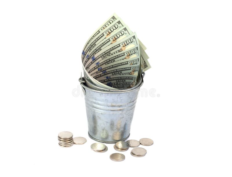 Selective Focus Image of Bank Note Money Inside a Bucket. Business and ...