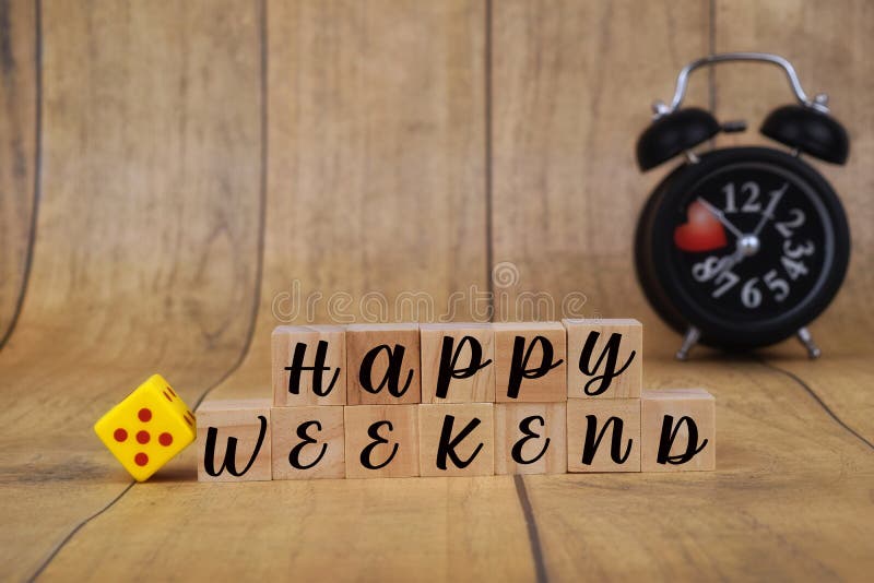 Selective Focus Image of Happy Weekend on a Blur Background of Alarm ...