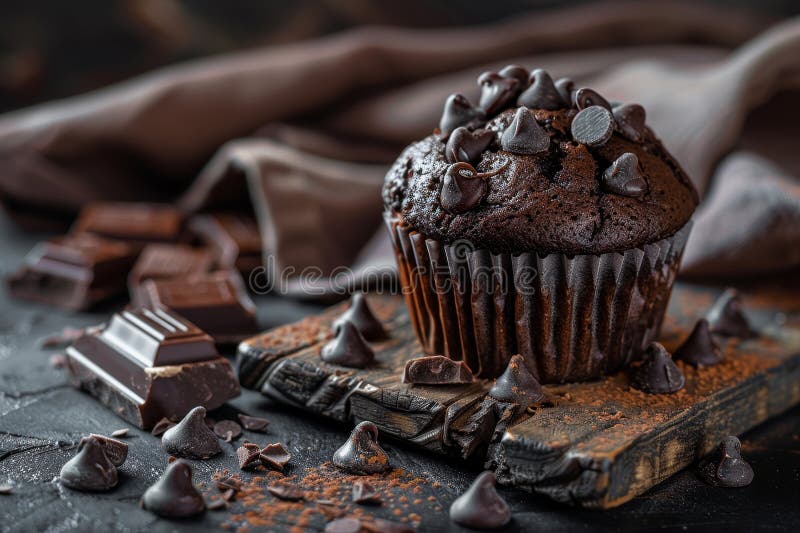 Selective Focus Image of a High Quality Chocolate Muffin Topped with ...