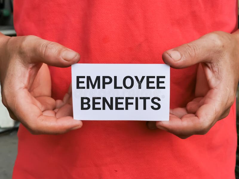 Hand Holding White Card with Text EMPLOYEE BENEFITS Stock Photo - Image ...