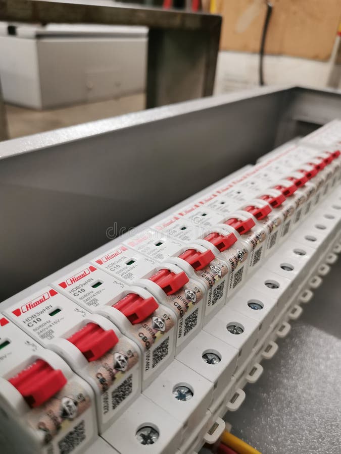 Selective Focus Image with Noise Effect a Row of Mcb Mount on ...