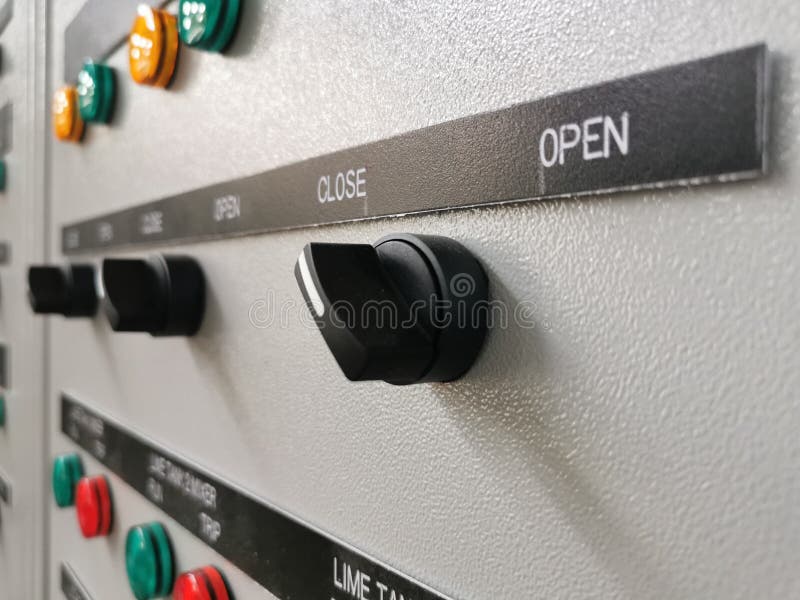 Pilot Lamps and Push Button on Low Voltage Switchboard. Stock Photo ...