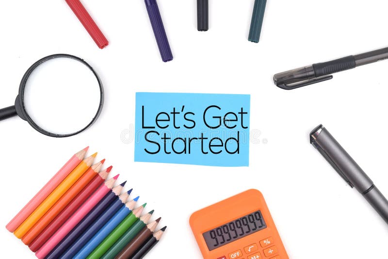 Get Started Wording Written on Blank Sign Board in Hand Stock Photo ...