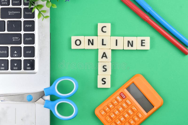 Selective Focus Image of Stationary Kits with Online Class Wording on ...