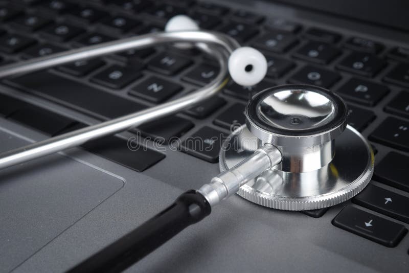 Selective Focus Image of Stethoscope with Laptop.Medical Concept Stock ...