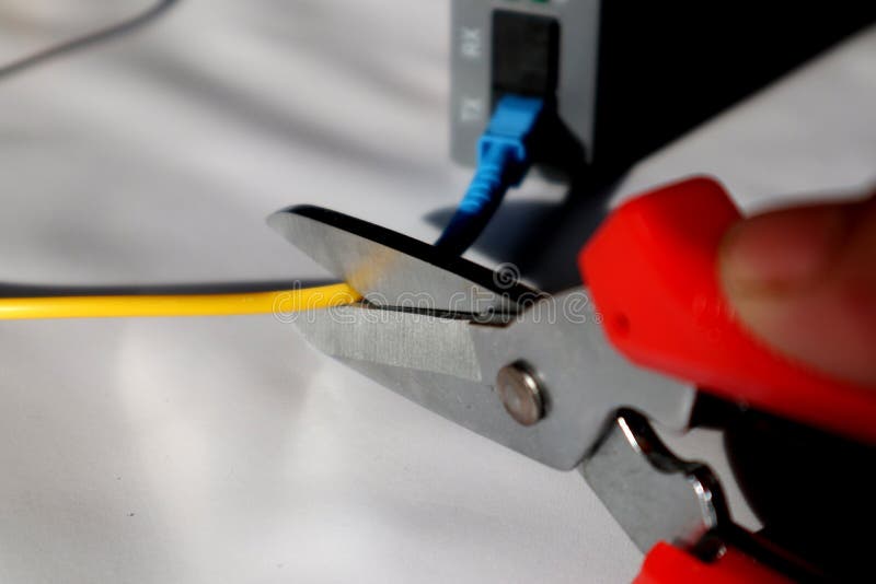 Cut Fiber Optic Network Cables. Cut the Internet Network Cable Stock ...