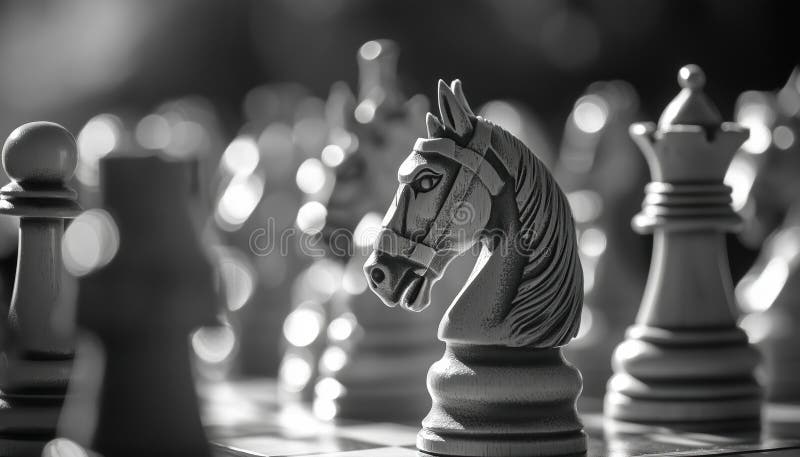 Selective Focus on Knight Chess Battle on White Background Stock Photo ...