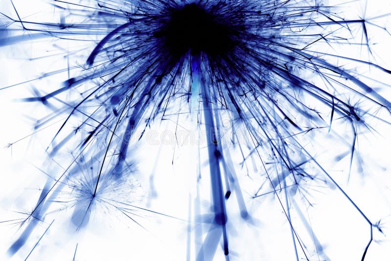 Selective Focus of Light Blue Glittering Burning Sparkler Bengal Flame ...