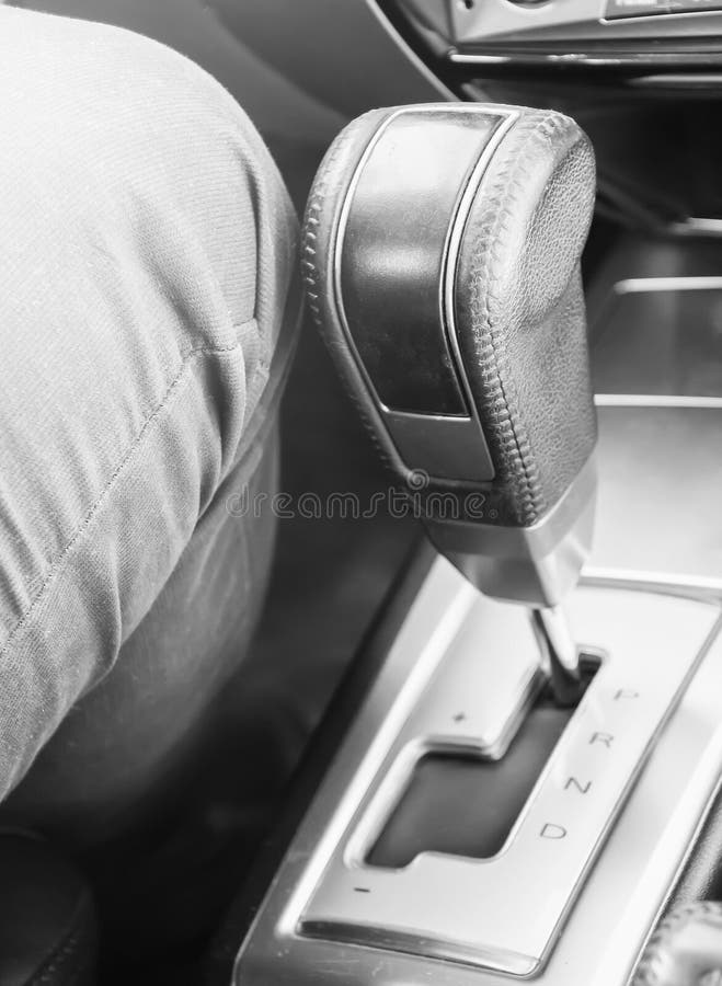 Selective Focus Man Rides in a Car with an Automatic Transmission ...