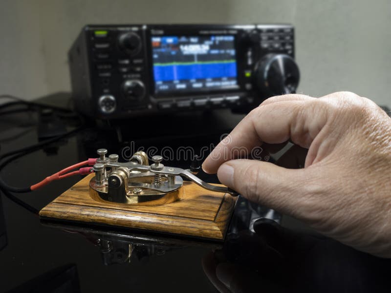 Selective Focus of Man& X27;s Hand on a Telegraph Key with Radio ...