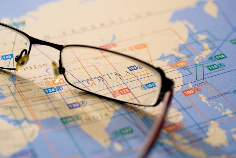 Selective Focus on Map of Asia Stock Image - Image of focus, medium ...