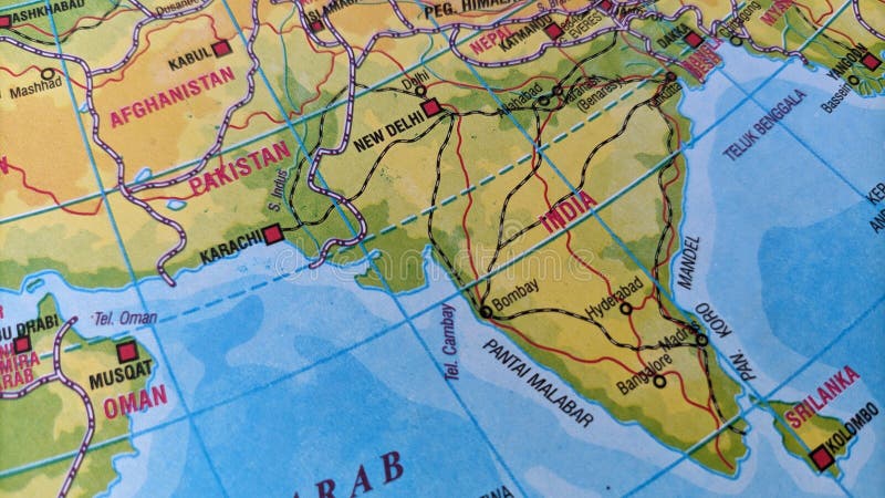 Selective Focus of the Map of India and Pakistan. Stock Photo - Image ...