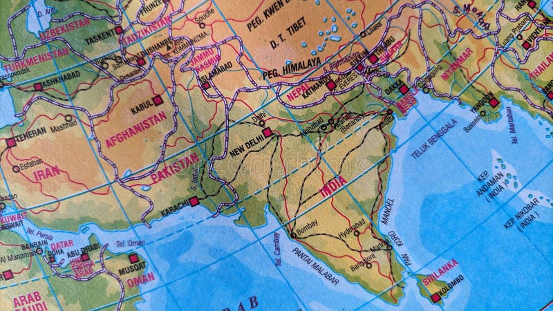 Selective Focus of the Map of India and Pakistan. Stock Photo - Image ...