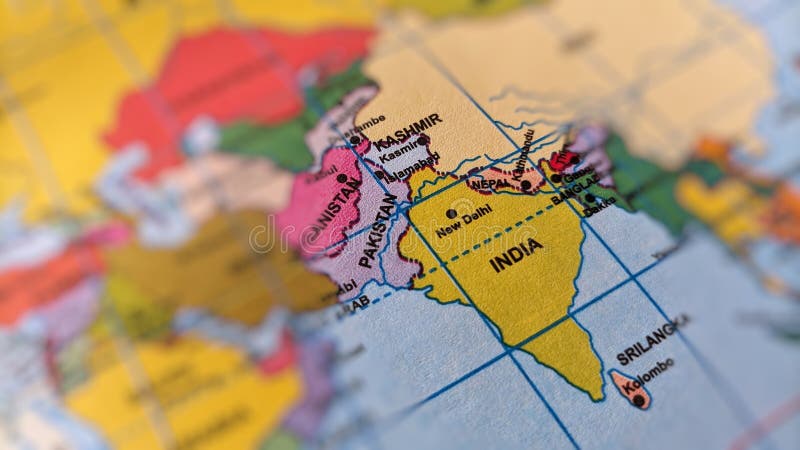 Selective Focus of the Map of India and Pakistan. Stock Photo - Image ...