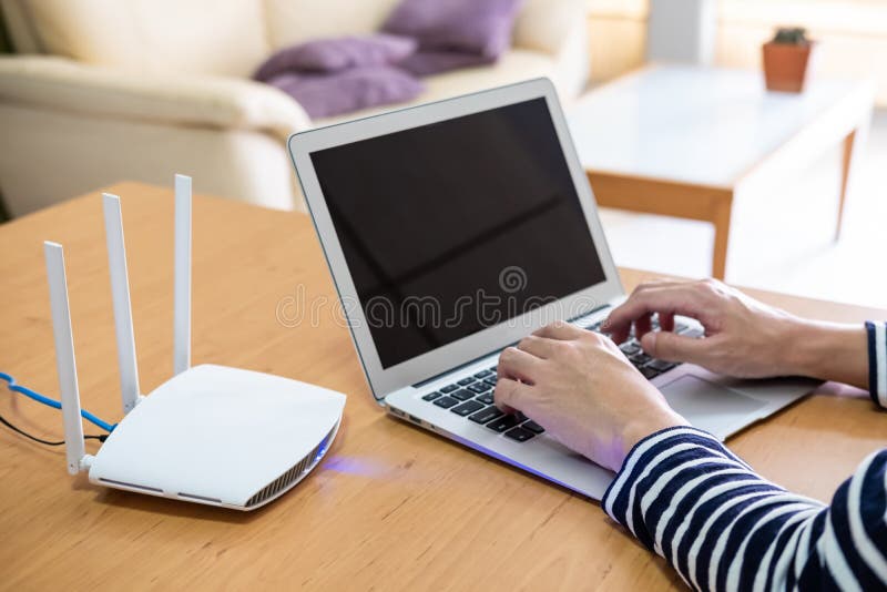 Fiber Optic Internet,network Cable Connected To a Router, Internet ...