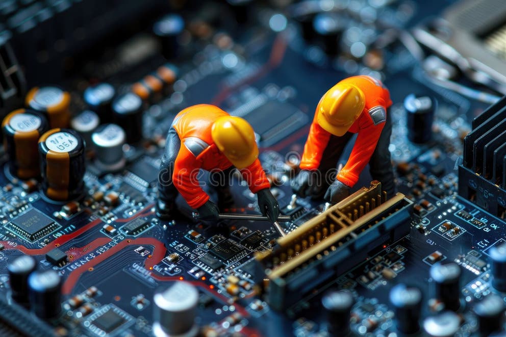 Selective Focus of Miniature Engineer and Worker Fixed and Maintenance ...
