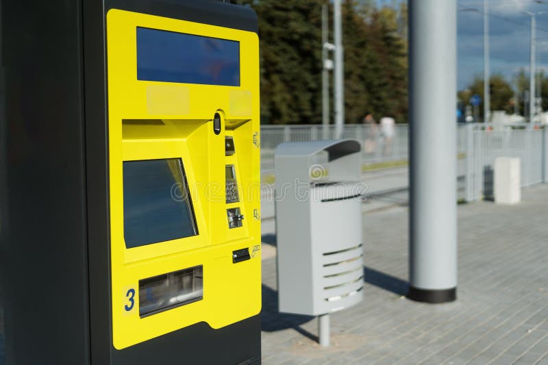 Selective Focus on Modern Automatic Terminal with Empty Screen and ...