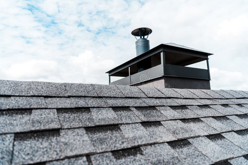 Focus of Modern Chimney on Rooftop of House Stock Image - Image of pipe ...