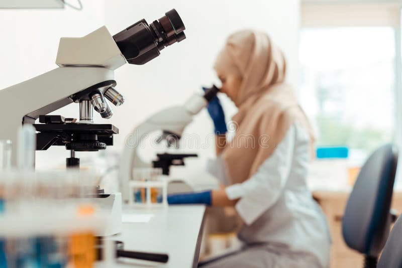 Selective Focus of a Modern Professional Microscope Stock Photo - Image ...