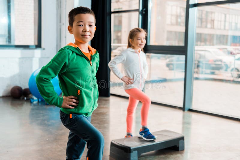 Front View of Multicultural Children Doing Stock Photo - Image of ...