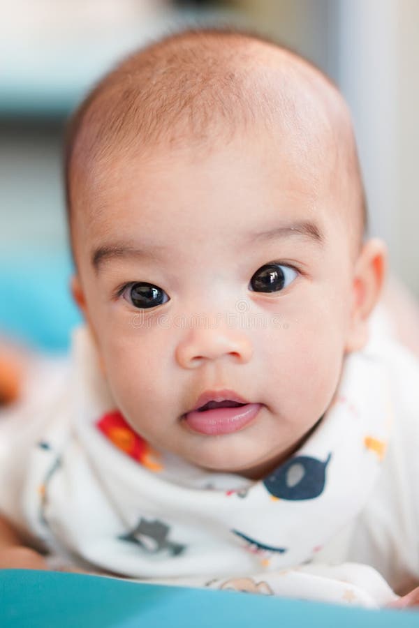 Selective Focus Newborn Baby Wake Up Stock Photo - Image of room, face ...