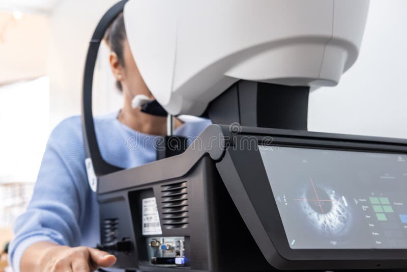 Selective Focus at Optometry Frame Equipment. while Doctor Using ...