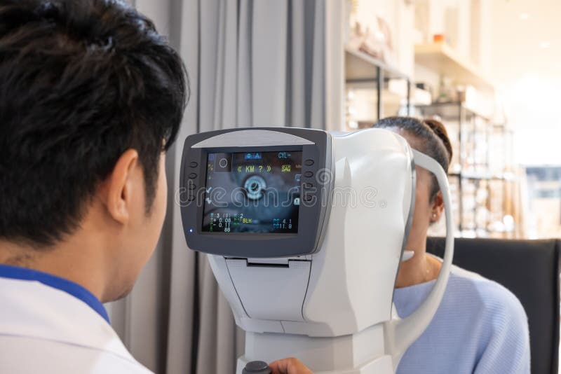 Selective Focus at Optometry Frame Equipment. while Doctor Using ...