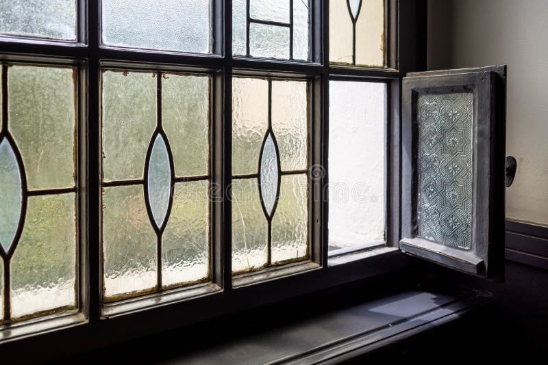 Opening Old Classical Vintage Window at Staircase. Stock Photo - Image ...