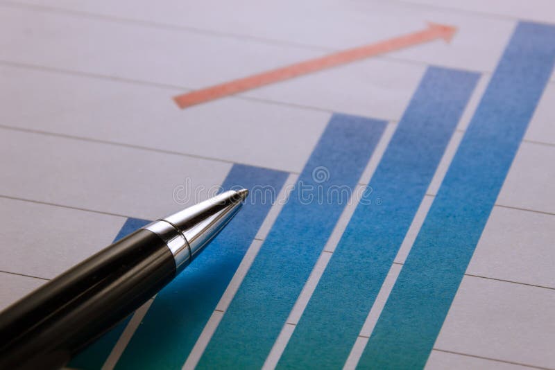 Selective Focus Pen on Chart Paper. Stock Image - Image of closeup ...