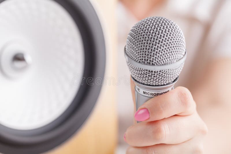 Selective Focus Photo of Microphone in Human Hand Stock Image - Image ...