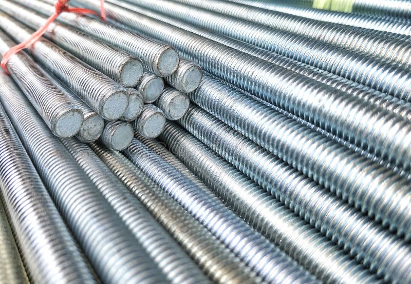 Selective Focus at Pile of Many Long Threaded Rods Stock Photo - Image ...