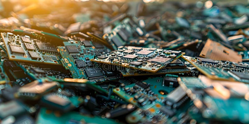 Selective Focus on a Pile of Printed Circuit Boards in a Scrap Yard for ...