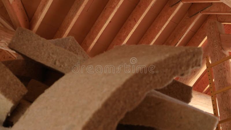 Hemp Wool Used As Insulation in New Eco Building Stock Video - Video of ...