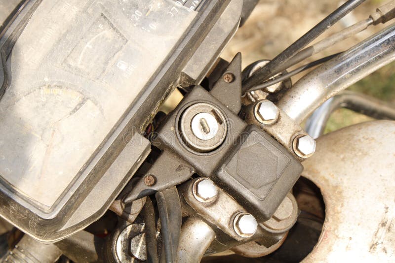 Selective Focus Point on Ignition Switch of Vintage Motorcycle. Stock ...