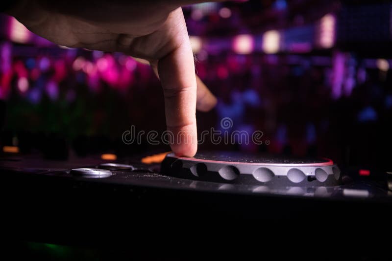 In Selective Focus of Pro Dj Controller.the DJ Console Deejay Mixing ...