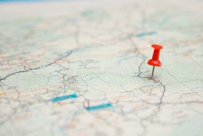 Selective Focus of Red Pin on Map Background Stock Photo - Image of ...