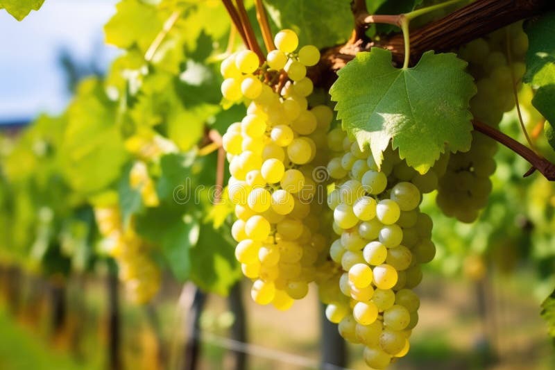 Grape Cluster with Vineyard Hill Backdrop Stock Image - Image of ...
