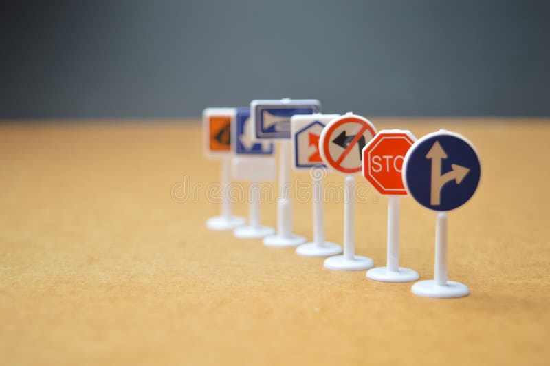 Selective Focus of Road Sign Symbols in a Row Stock Photo - Image of ...