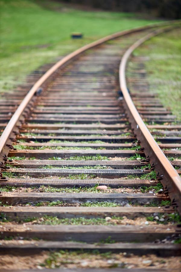 Selective Focus Rounding of Railway Abandoned Rusty, Overgrown with ...