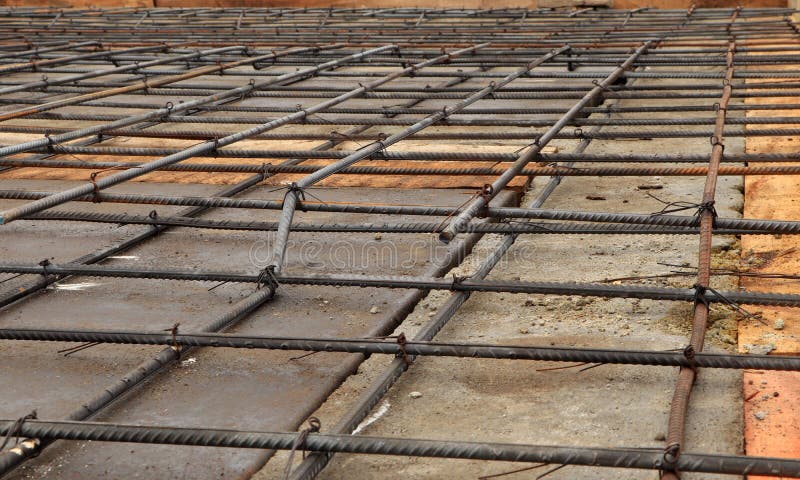 Thread Steel Bar Framework in the Construction Site. Steel Rebars for ...