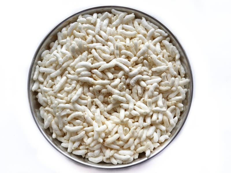 Puffed Rice in Plate Isolated on White Background Stock Image - Image ...